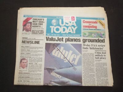 1996 JUNE 18 USA TODAY NEWSPAPER - VALUJET PLANES GROUNDED - NP 7817 | eBay