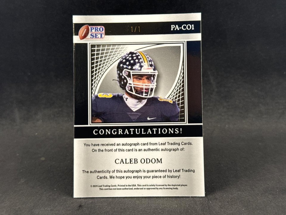 2024 LEAF PRO SET METAL CALEB ODOM PA-CO1 PRISMATIC GOLD AUTO 1/1 ...