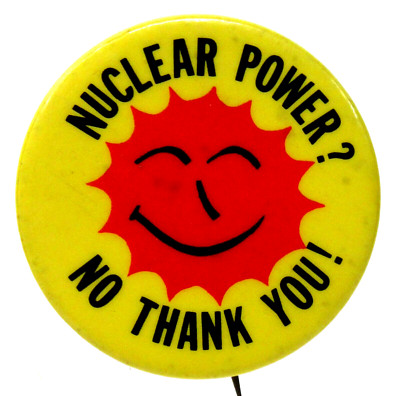 NUCLEAR POWER? NO THANK YOU! 1.5" cause pinback button ANTI-NUCLEAR gz ...