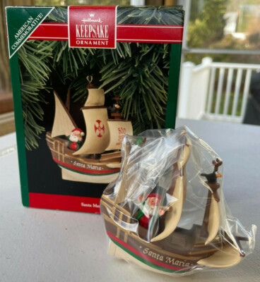 1992 Hallmark Keepsake Ornament Santa Maria Columbus Ship America Santa ...