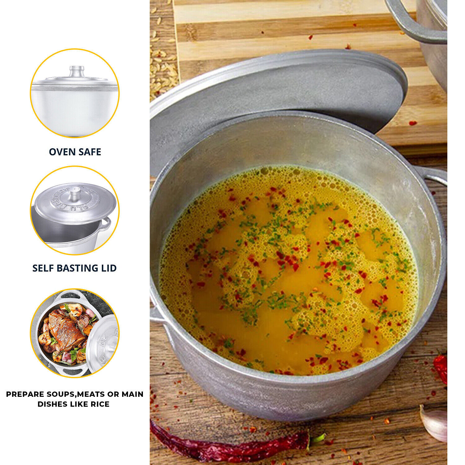 Jamaican Caribbean Dutch Pots Casserole Oven Heavy Duty Dutchie 20cm ...