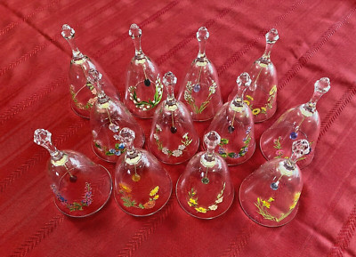 Avon Crystal Bells 24% Full Lead, Full set of 12, Floral Themed Vintage ...