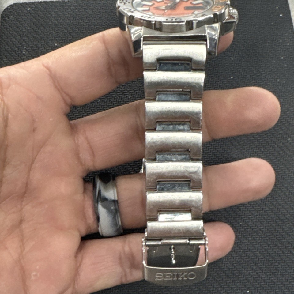 Men's Seiko 42mm Baby Monster Orange Dial 7S36-03D0 Stainless Steel ...