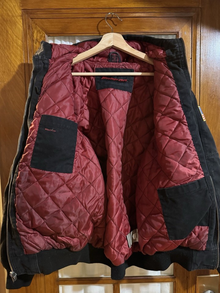 Snap On Jacket Mens Medium Utility Pocket Canvas Workwear Quilted Black ...
