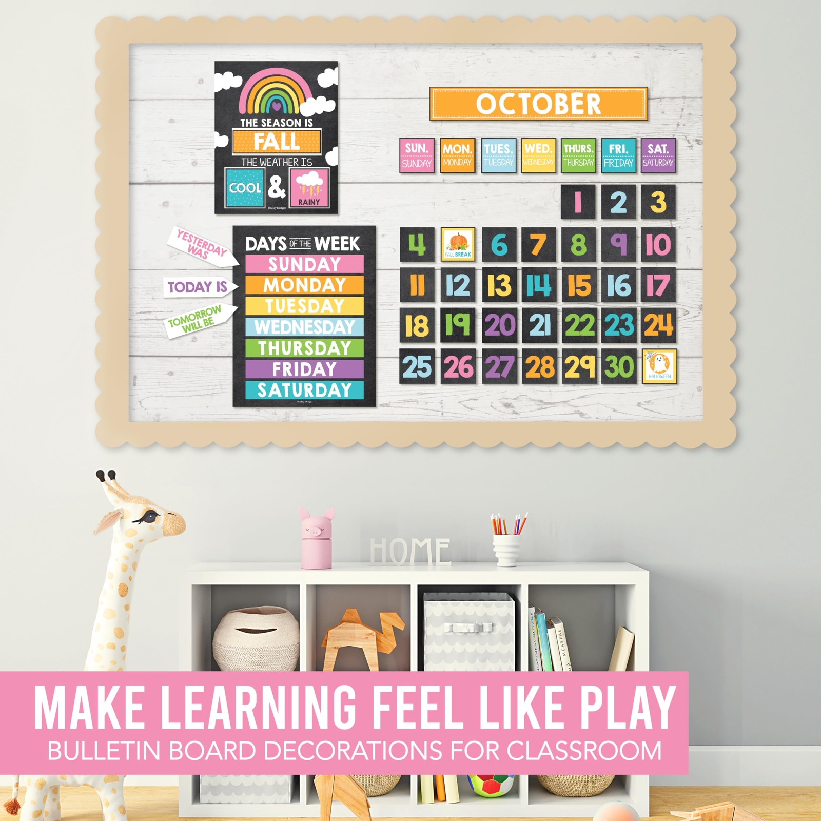 Classroom Calendar Set Bulletin Board Decor – School Calendar For ...