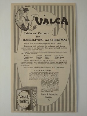 Vintage 1918 Valca Raisin Thanksgiving & Christmas / Faust Chile Powder ...