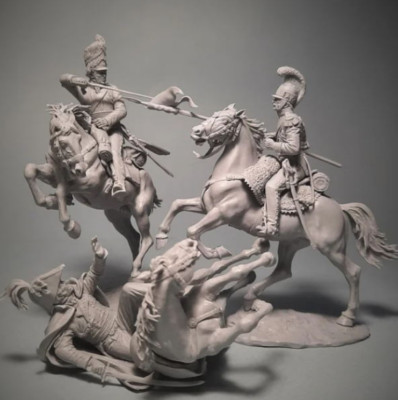 1/32 54mm Resin 3 Soldiers w/horses set Unpainted Unassembled 120y | eBay