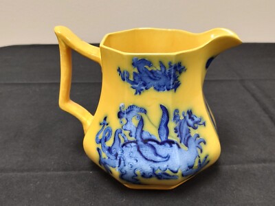 Antique 19th c Mason's Ironstone Flow Blue Double Dragon Yellow Jug ...