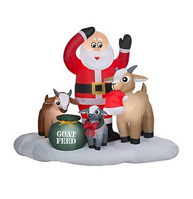 Gemmy 8’ Santa Feeding Goats Lighted Christmas inflatable Airblown-NIB ...