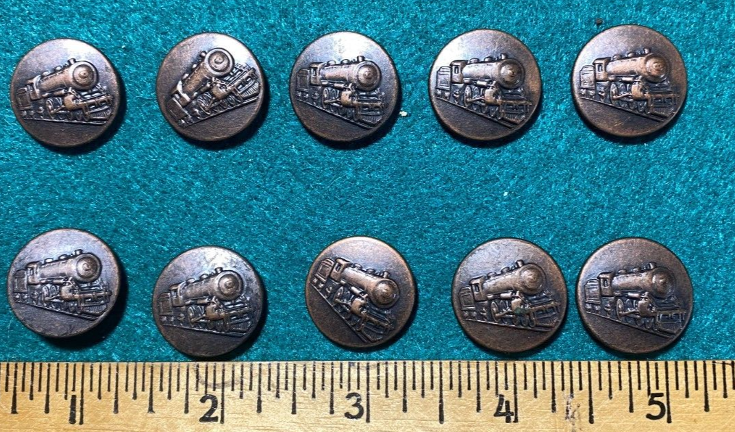10 Railroad Workers Uniform Buttons Locomotive Train Pat 1918 | eBay