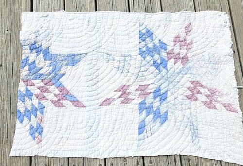 Antique Cotton Cottage Core Lone Star Patchwork Quilt Piece 24 x 34 ...