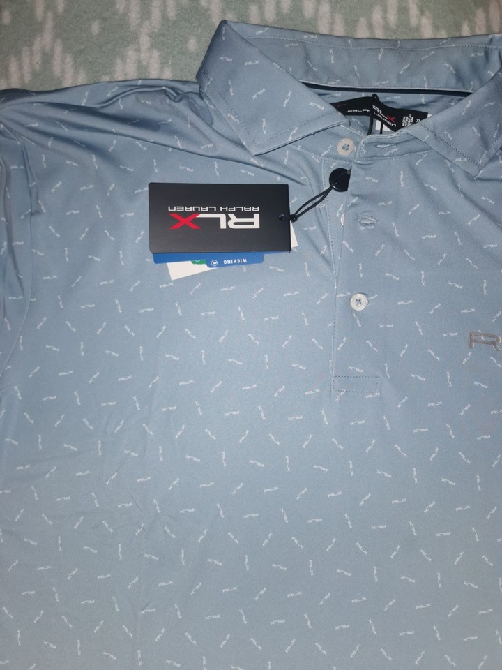RLX GOLF LIGHT BLUE LOGO PRINT POLO SHIRT - L - | eBay UK