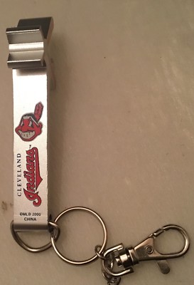 Cleveland Indians Bottle Opener Key Ring CHIEF WAHOO. MLB BANNED LOGO ...