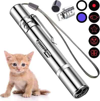 7 in 1 Multi UV Laser Pointer Pen Cat Dog Pet Play Toy Beam USB ...