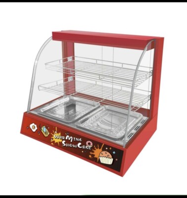 New Heated Black Hot Pie Counter top Food Display Cabinet Lamps Warmer ...