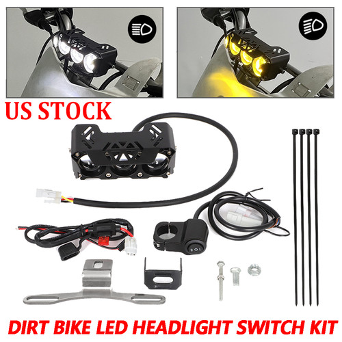 US Dirt Bike LED Light Headlight & Switch Kit For Kawasaki Honda Yamaha ...