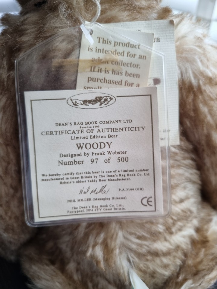 Dean's Rag Book Woody Artist Showcase Frank Webster Mohair Teddy Bear ...