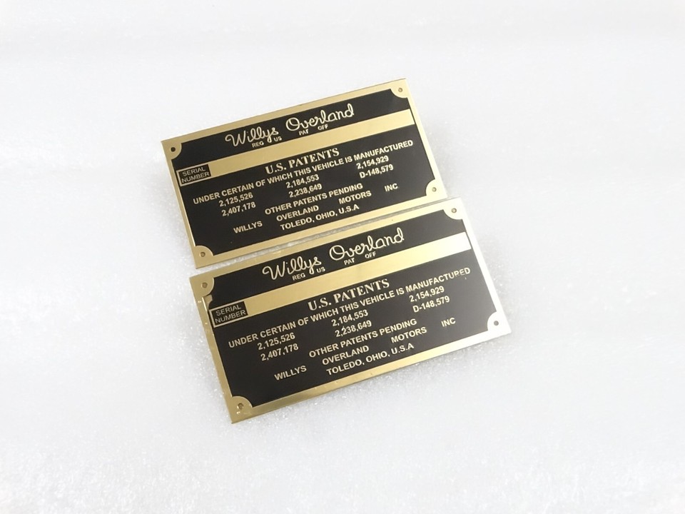 2X Brass Data Plate Station Wagon Pickup ID Tag For Willys CJ3A 3B ...