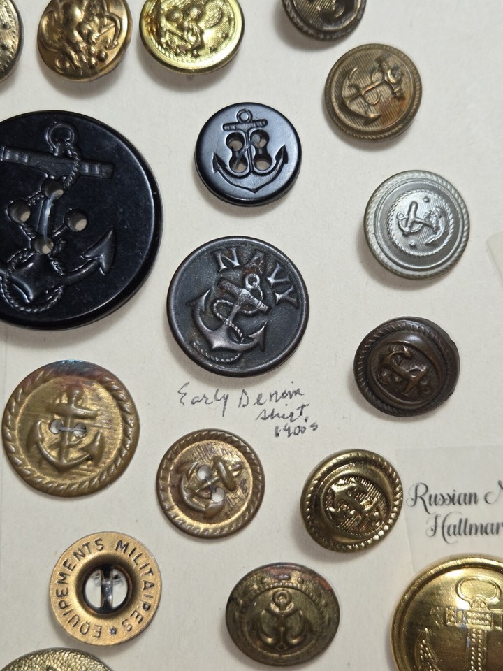 Card of 80 Antique Vintage Button Lot Uniform, Military, Work, Police ...