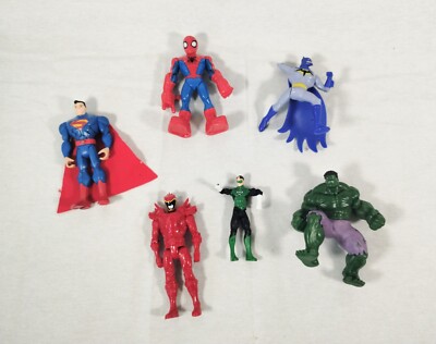 Marvel Set Of 6 Super Hero Action Figures Cake Toppers Superman Hulk | eBay