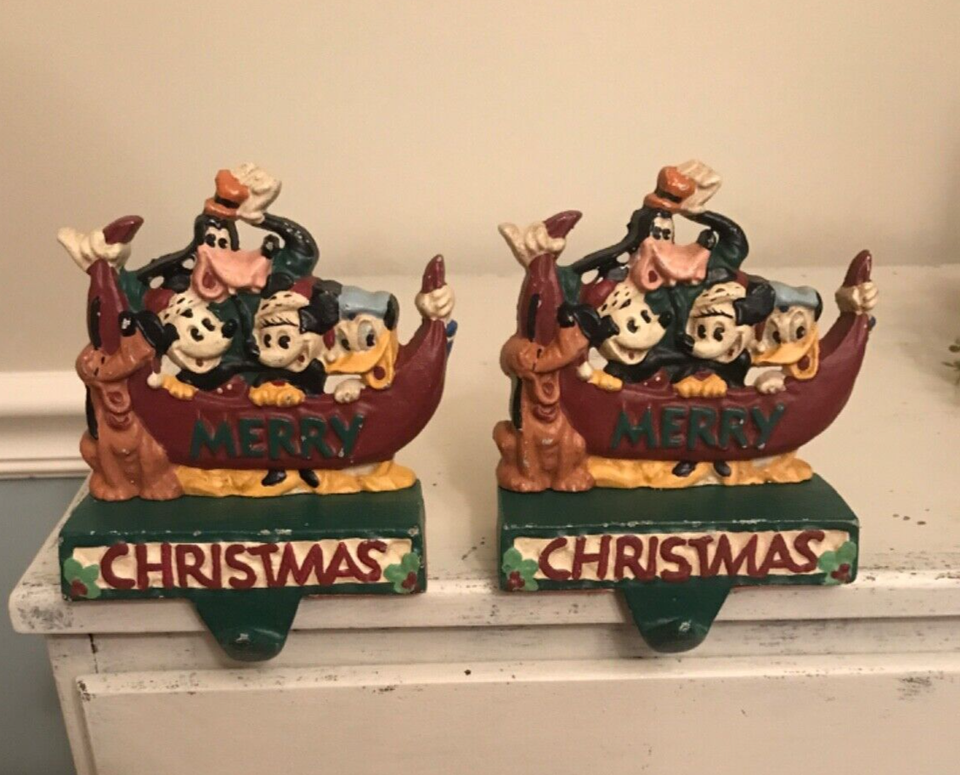 Vintage Disney Mickey Mouse Cast Iron Christmas Stocking Hangers Lot of ...