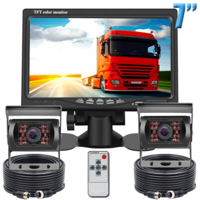 Dual Backup Camera Night Vision System+7" HD Rear View Monitor for RV ...