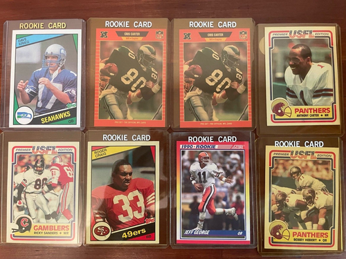 LOT OF 33 FOOTBALL ROOKIE CARDS WALKER CUNNINGHAM FLUTIE G. HEARST ...
