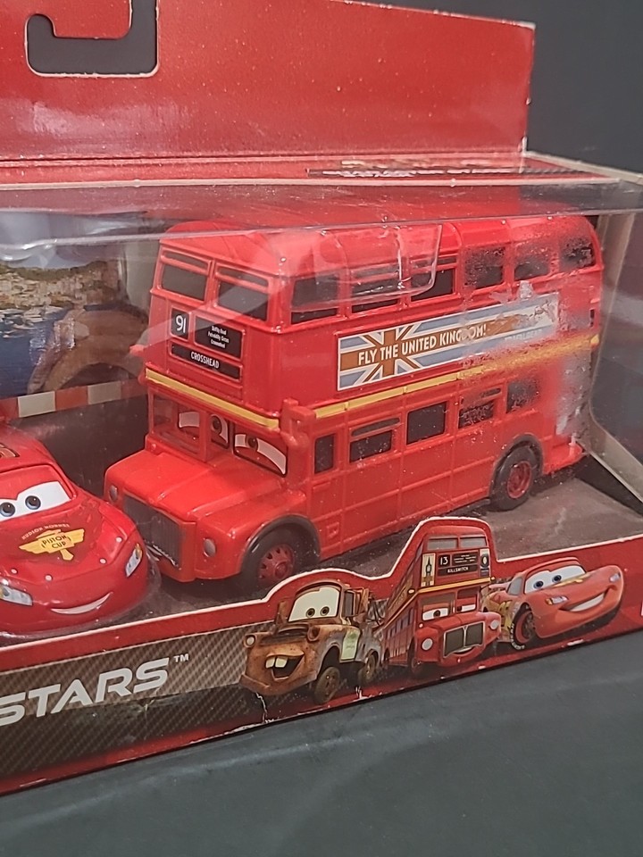 Disney Pixar Cars 2 Character Stars 3 Pack Mater McQueen Double Decker ...