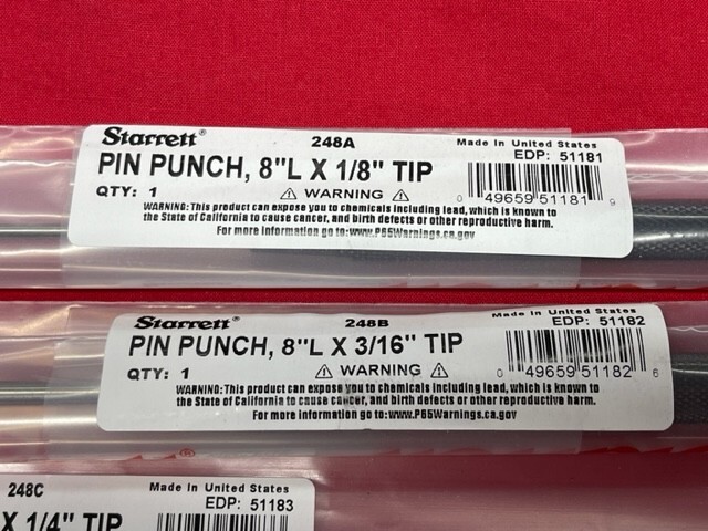 Starrett S248 Steel Drive Pin Punch Set, 8" Length, 5 Punches IN STOCK ...