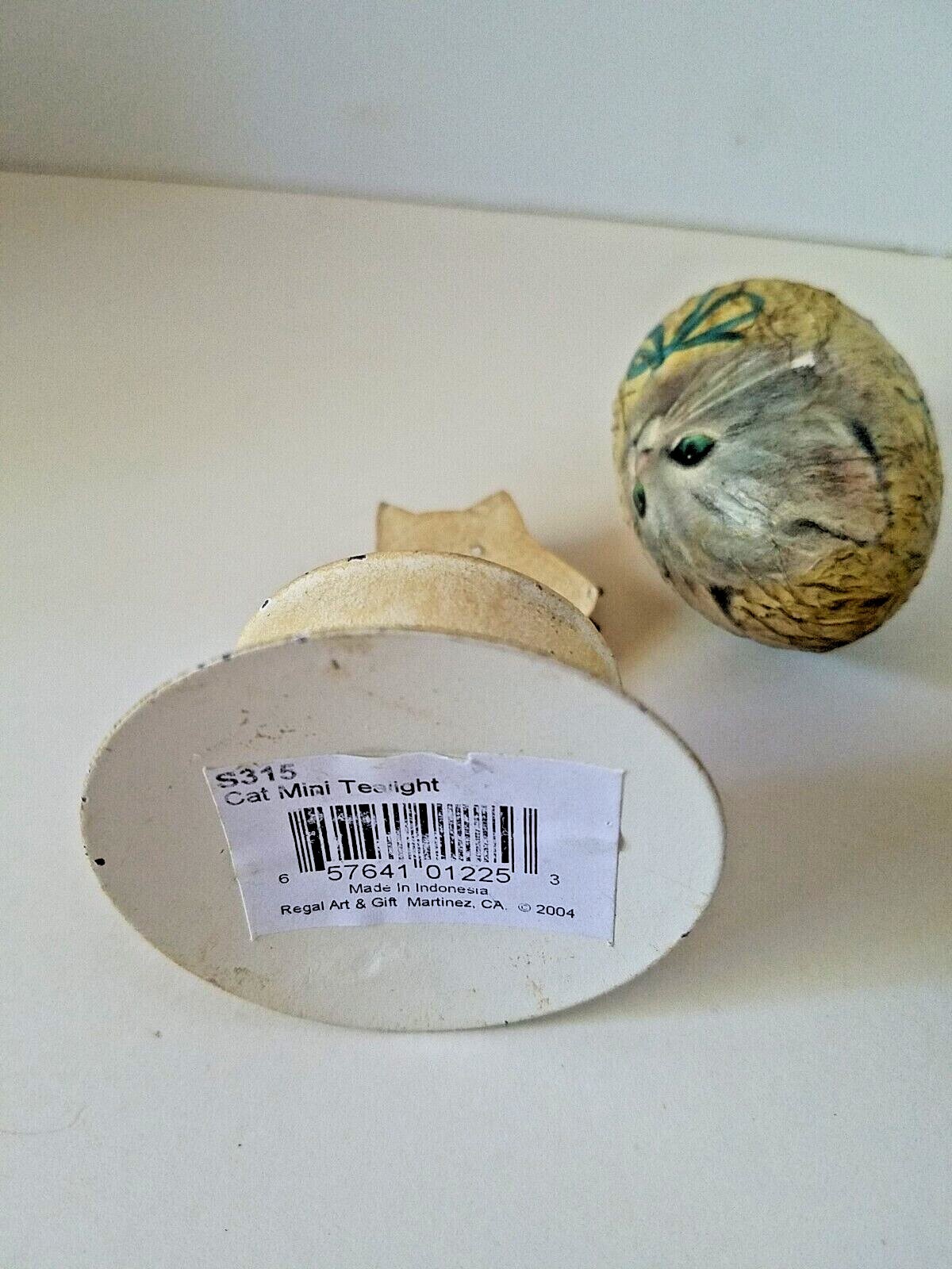 Vintage Lot Of 3 Cats Metal Tea Light Avon Cat In Basket Decoupage Egg ...