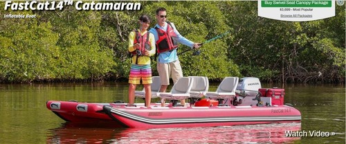 Sea Eagle FastCat 14 four person Swivel Seat Canopy Catamaran rigid ...