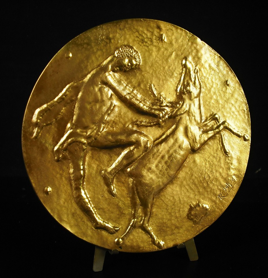 Medal 15 cm Hercules Ceryneian Hind Nemean Lion 1972 Mythology R Joly ...