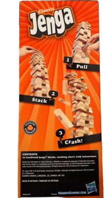 Hasbro Classic Jenga Game Wood Pull Stack Crash Family Board Table Game ...