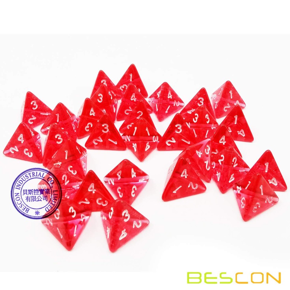 Bescon Mini Transparent Red D4 Dice 30pcs Healing Potion Bottle, 30pcs ...