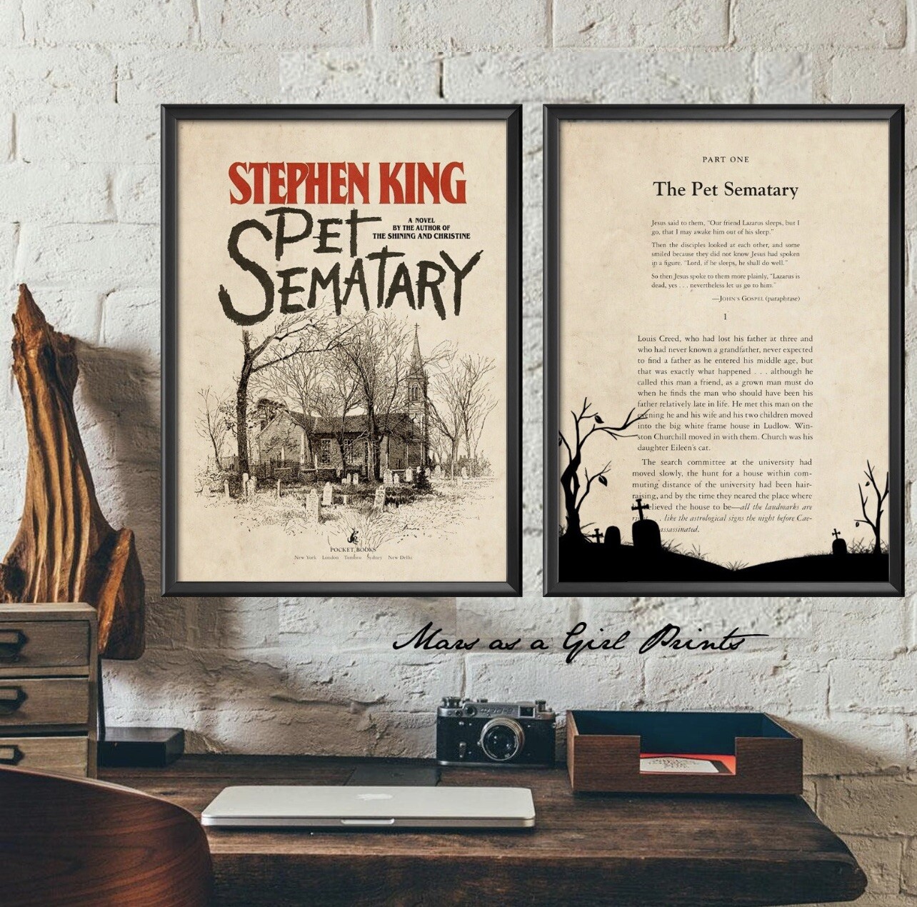 Stephen King Pet Sematary Horror Poster Print Book Pages 11x14 Novel ...