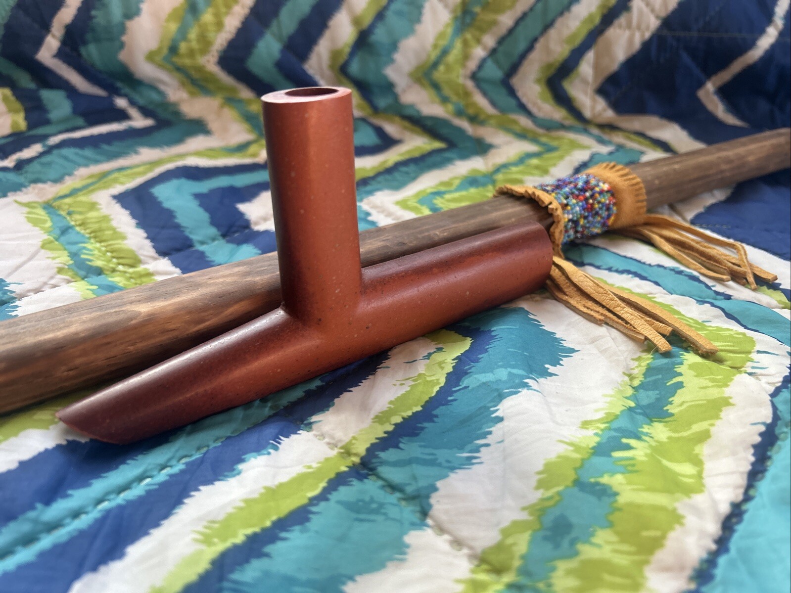 New 25-1/2” Pipestone Catlinite Ceremonial Native American Peace Pipe ...