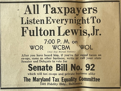 Fulton Lewis Jr. Vintage Print Ad Radio Host WCBM Baltimore Maryland ...