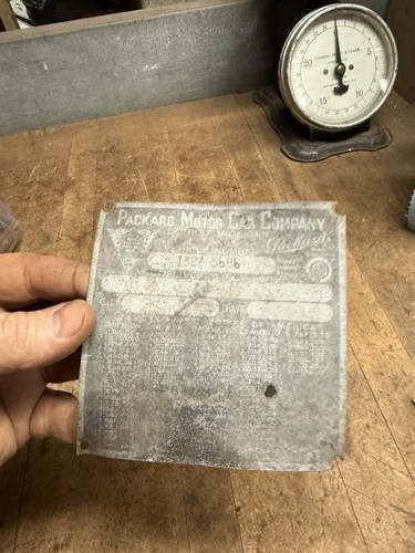 Original Packard Motor Car Company Metal VIN ID Plate Tag Detroit ...