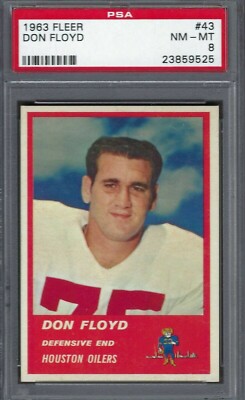 1963 Fleer FB #043 PSA 8 Don Floyd Oilers 43 Red Stripe Nice! | eBay