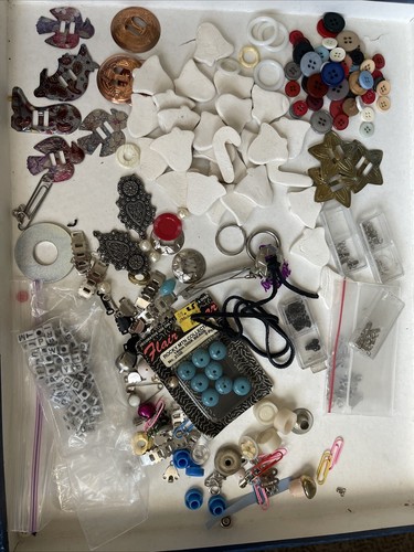 Large Lot Misc Sewing Craft Junk Beads Hooks Conchos Christmas Over 100 ...