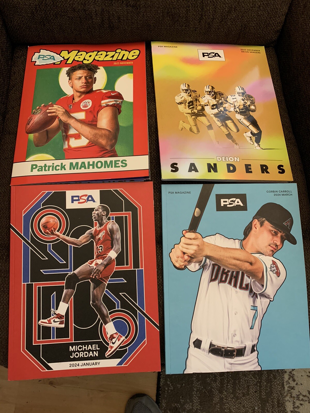 Lot of 4 PSA Magazines Patrick Mahomes Michael Jordan Deion Sanders C ...