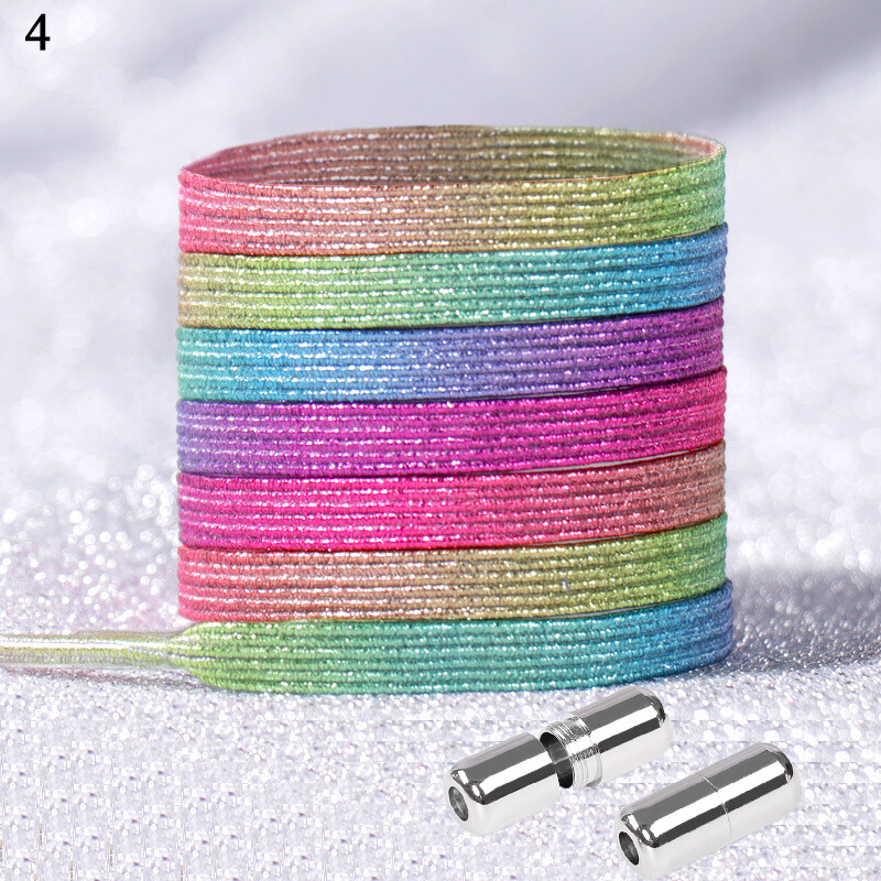 Gradient Color Shiny Shoes Laces Double Buckle Lazy Shoelaces Shoe ...