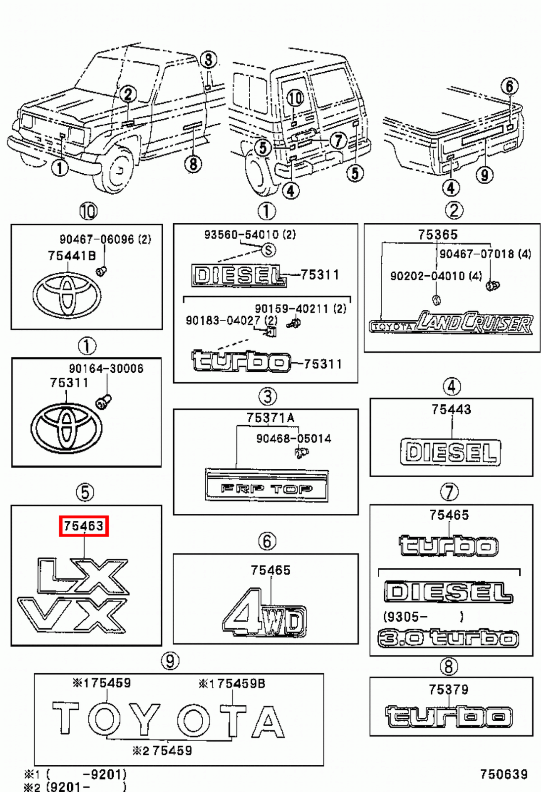 Genuine Toyota LandCruiser RJ73 RJ70 LJ79 KZJ78 KZJ77 Back Badge Emblem ...