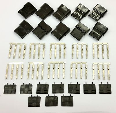 PK OF 10 - 4 PIN MOLEX PSU POWER CONNECTOR PASSTHRU MALE/FEMALE-BLACK ...