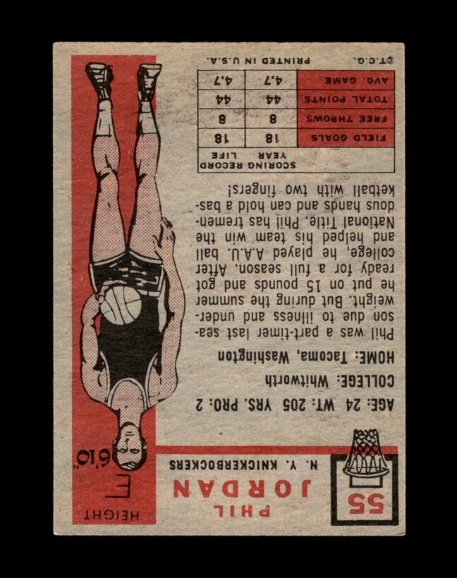 1957-58 Topps Set-Break # 55 Phil Jordon EX-EXMINT *GMCARDS* | eBay