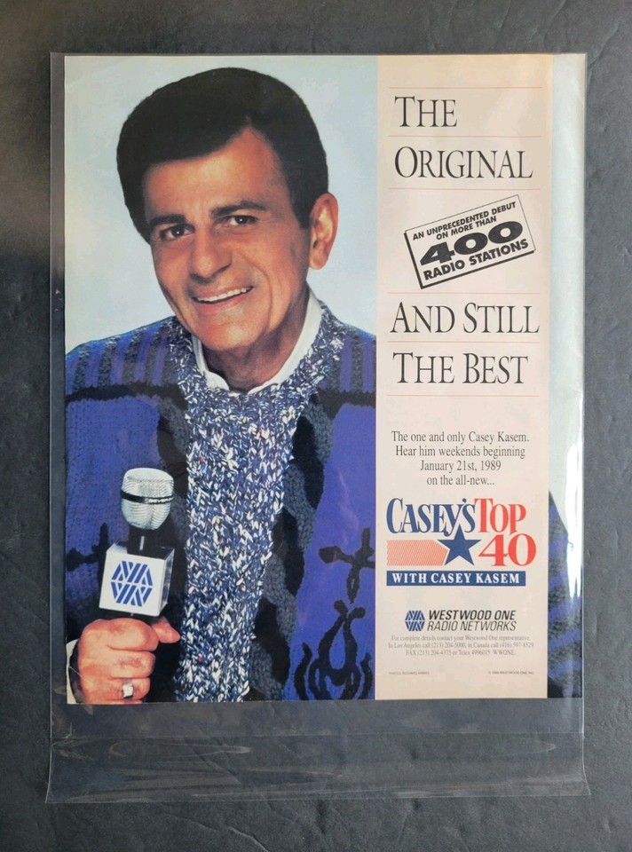 Casey Kasem Casey's Top 40 Radio Program Promo Print Advertisement 1989 ...