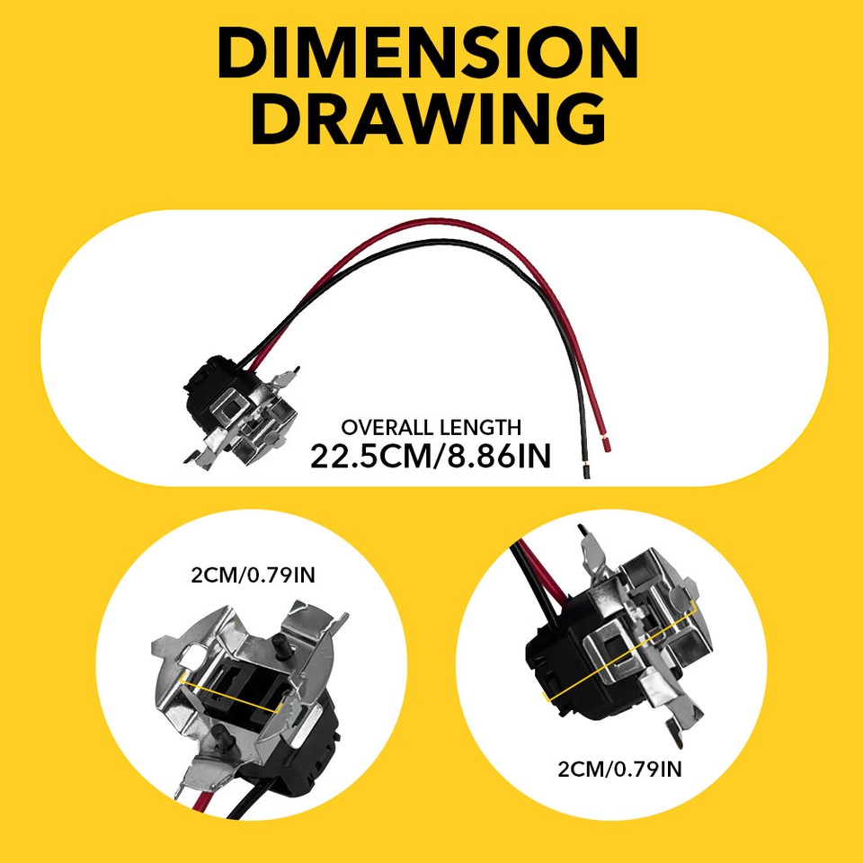 2x Light Bulb Base Holder Socket Wire Adapter H7 Halogen Lamp Wiring ...