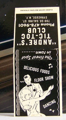 Rare Vintage Matchbook Cover E1 Andre's Tic Toc Club Syracuse New York ...
