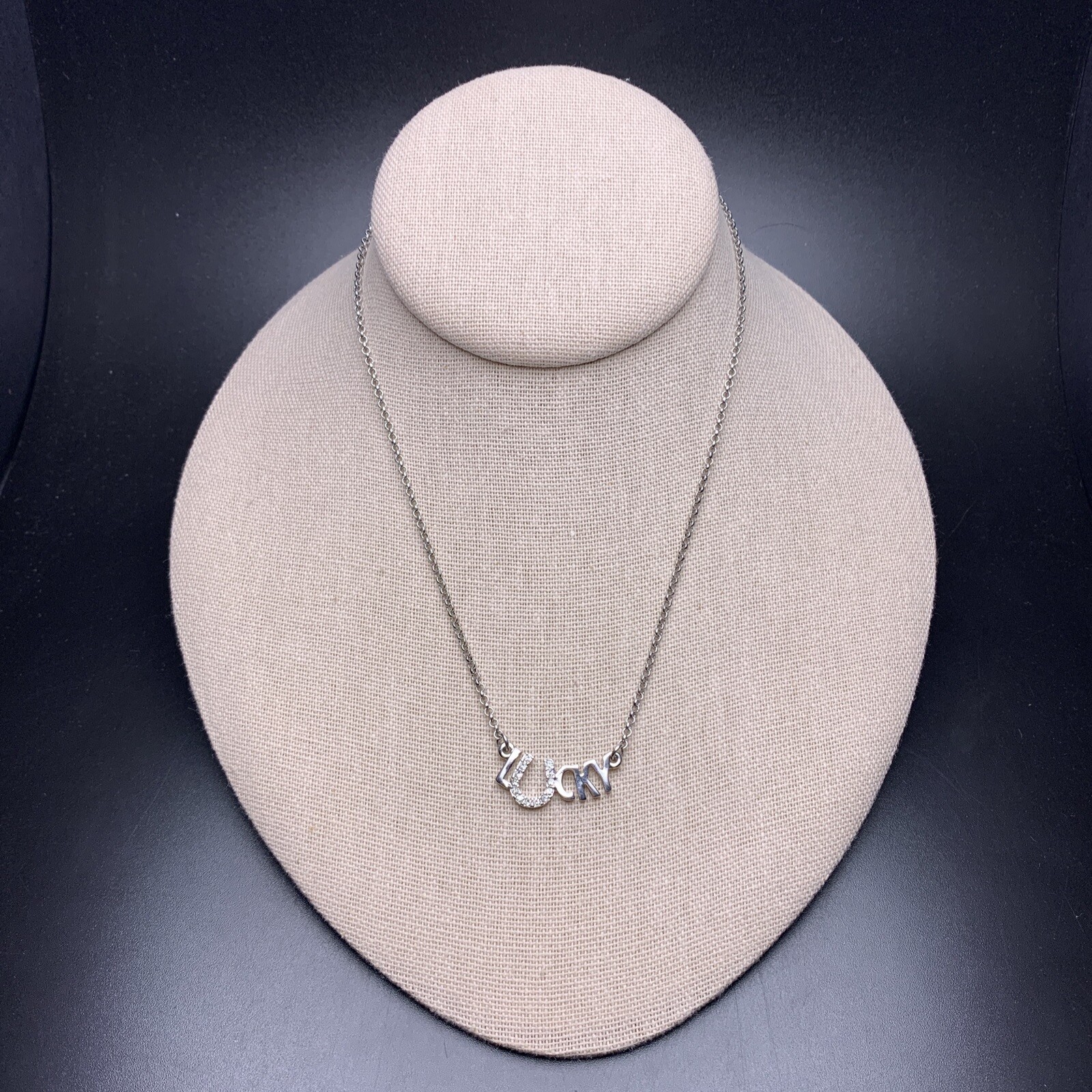 Lia Sophia Lucky Horseshoe Pendant Necklace Silver Tone Clear ...
