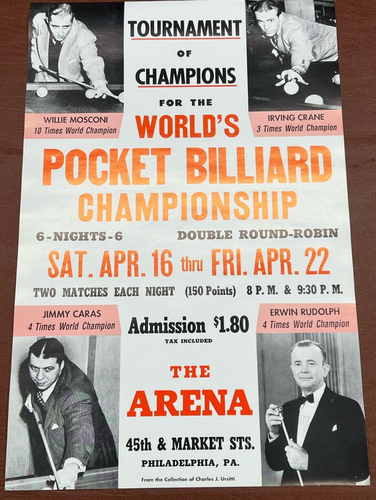 Tournament Of Champions - WILLIE MOSCONI Billiard / Pool Poster CARAS ...